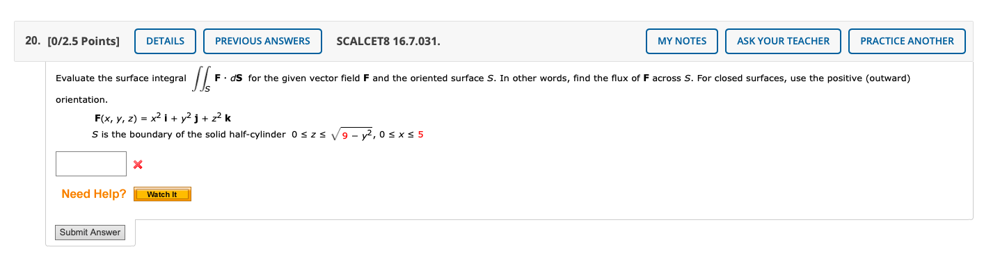 Solved 20. [0/2.5 Points] DETAILS PREVIOUS ANSWERS SCALCET8 | Chegg.com
