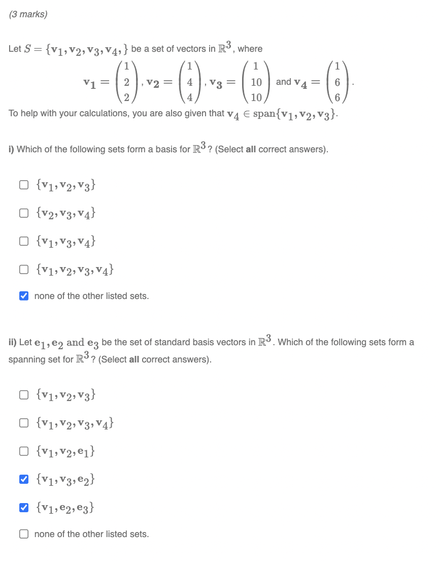 Solved Let S={v1,v2,v3,v4,} be a set of vectors in R3, where | Chegg.com