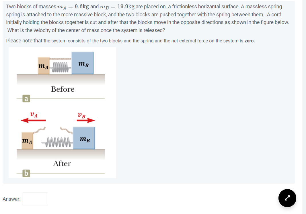 Solved Two blocks of masses mA=9.6kg =9.6kg and | Chegg.com