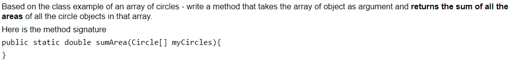 Solved Based on the class example of an array of circles - | Chegg.com