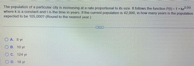 Solved The population of a particular city is increasing at | Chegg.com