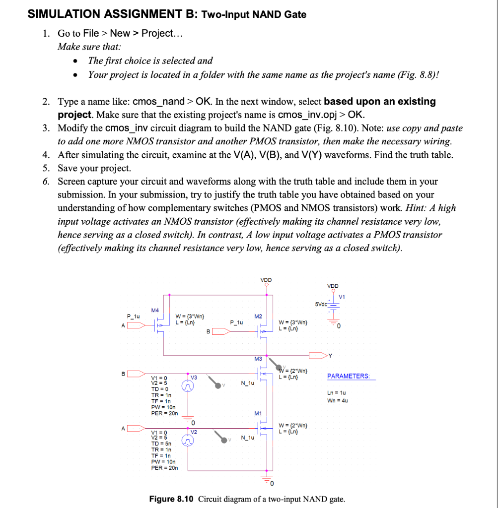 Solved SIMULATION ASSIGNMENT B: Two-Input NAND Gate 1. Go to | Chegg.com