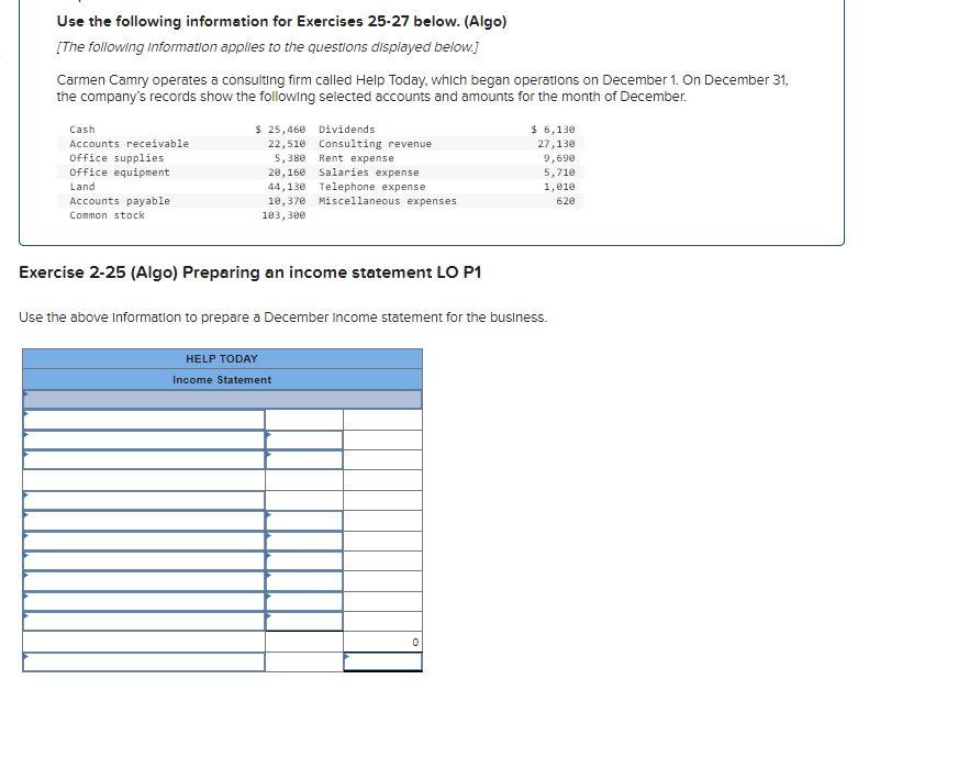 Solved Use the following information for Exercises 25-27 | Chegg.com