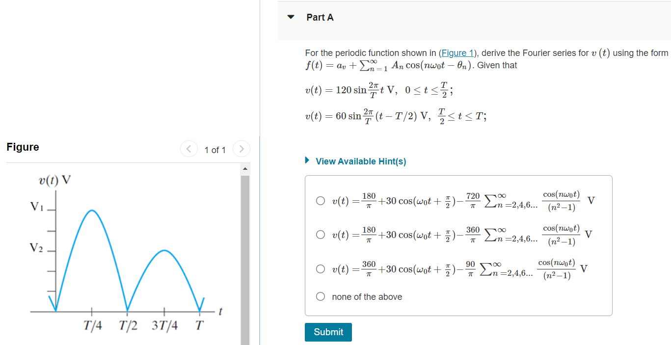 Solved For the periodic function shown in (Figure 1), derive | Chegg.com
