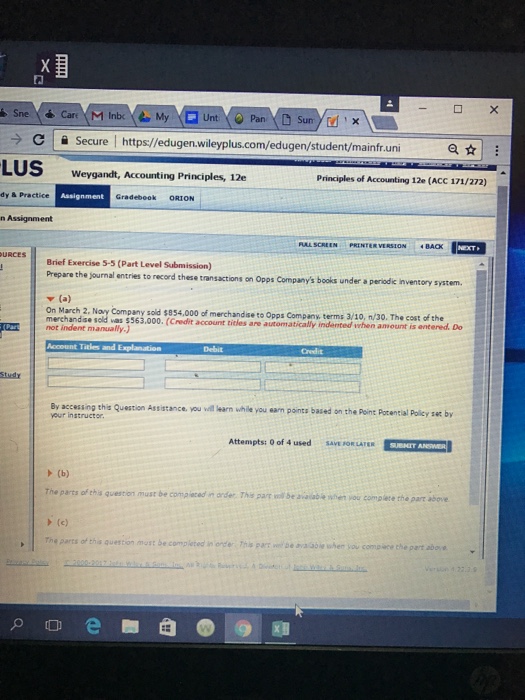 Solved C Secure l htt student/mainfr.uni LUS Weygandt, | Chegg.com