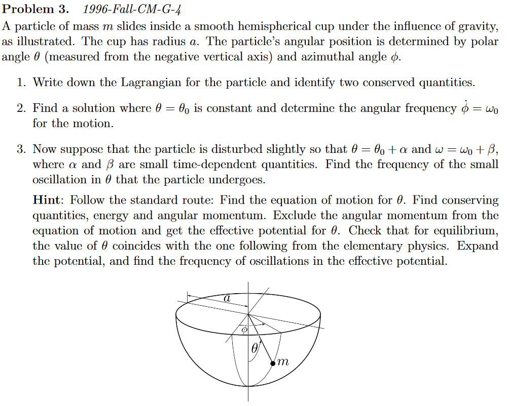 Solved Problem 3. 1996-Fall-CM-G-4 A particle of mass m | Chegg.com