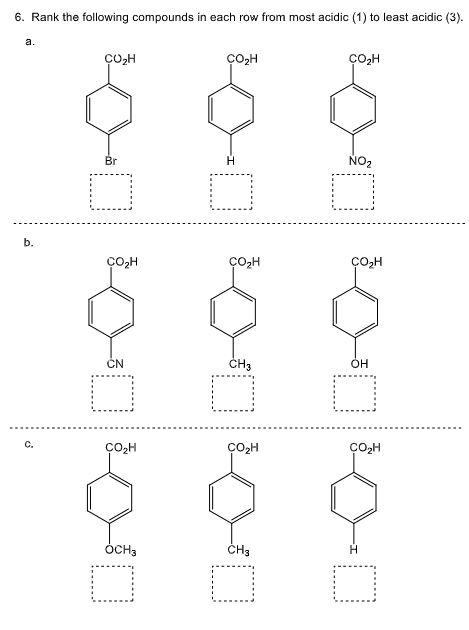 Solved 6 Rank the followinn romnnumte in aarh rom from mest | Chegg.com