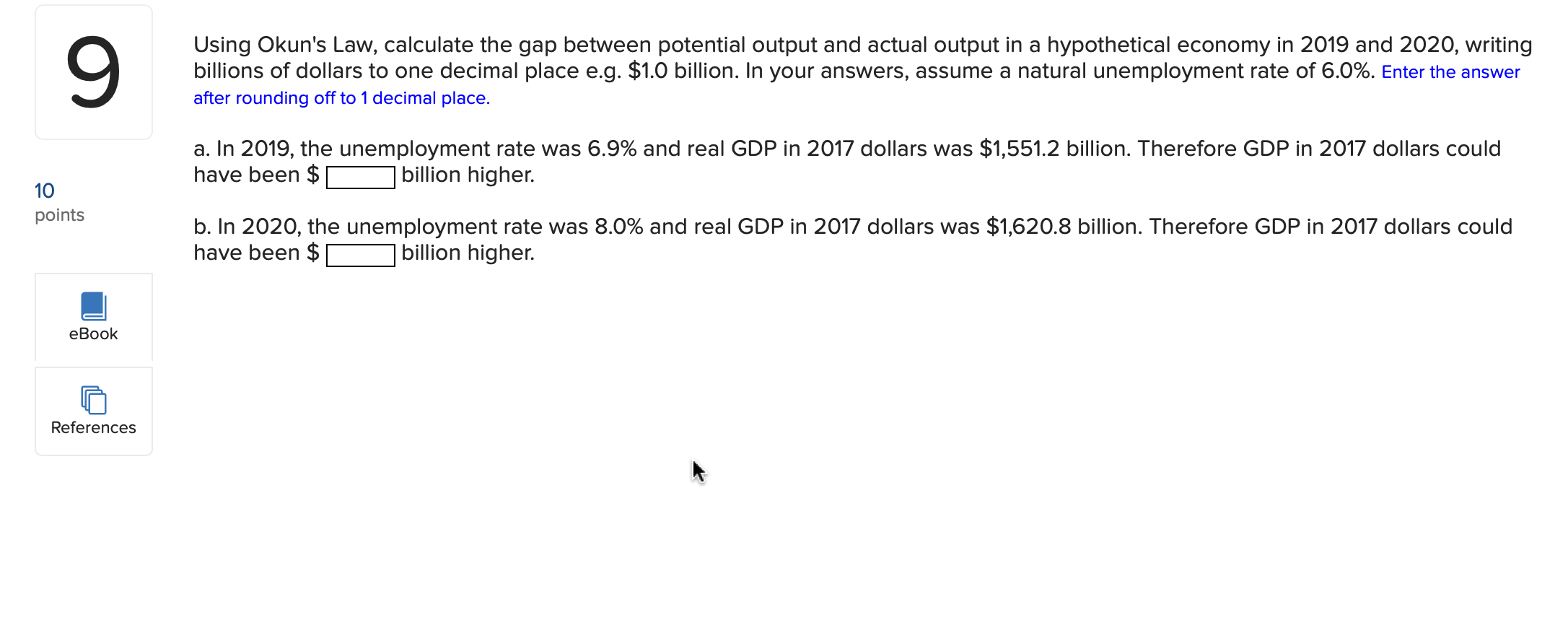Solved Using Okun's Law, calculate the gap between potential | Chegg.com