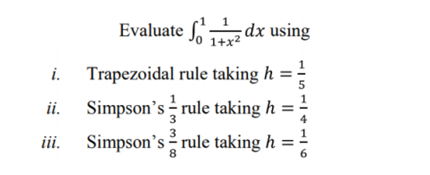 Solved Evaluate ∫011+x21dx using i. Trapezoidal rule taking | Chegg.com