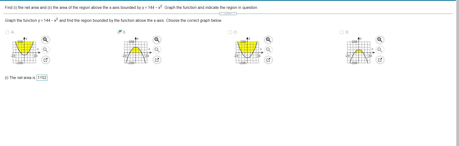 Solved Find (i) the net area and (ii) the area of the region | Chegg.com