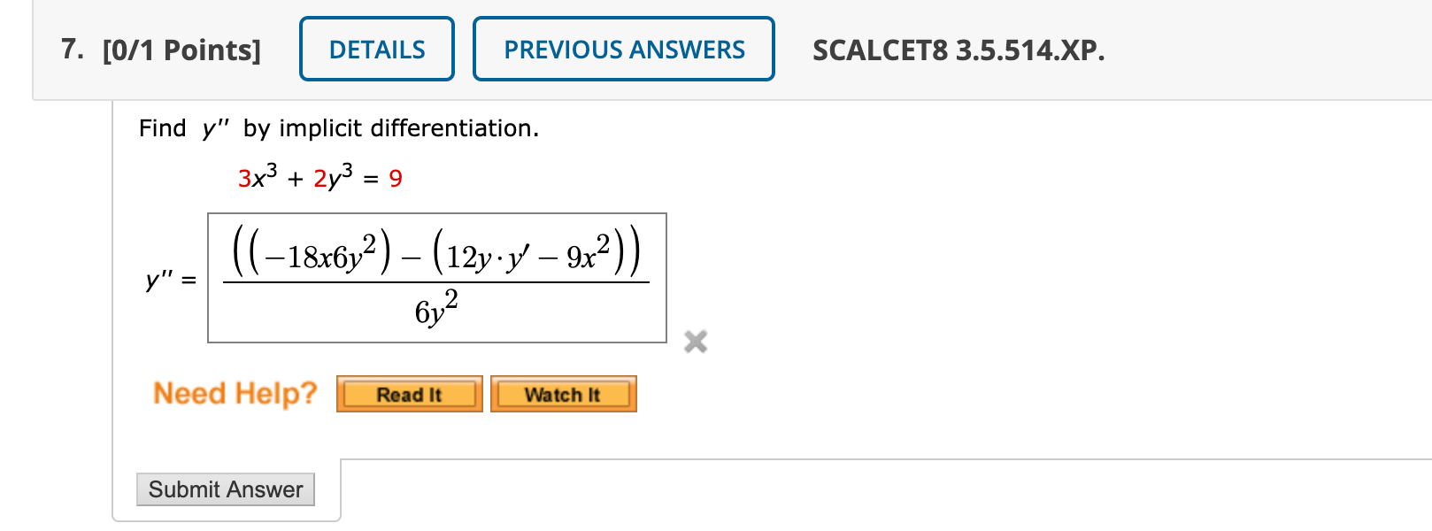 Solved 7. [0/1 Points] DETAILS PREVIOUS ANSWERS SCALCET8 | Chegg.com