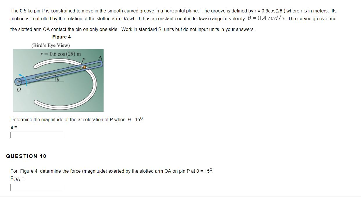 Solved The 0.5 kg pin P is constrained to move in the smooth | Chegg.com