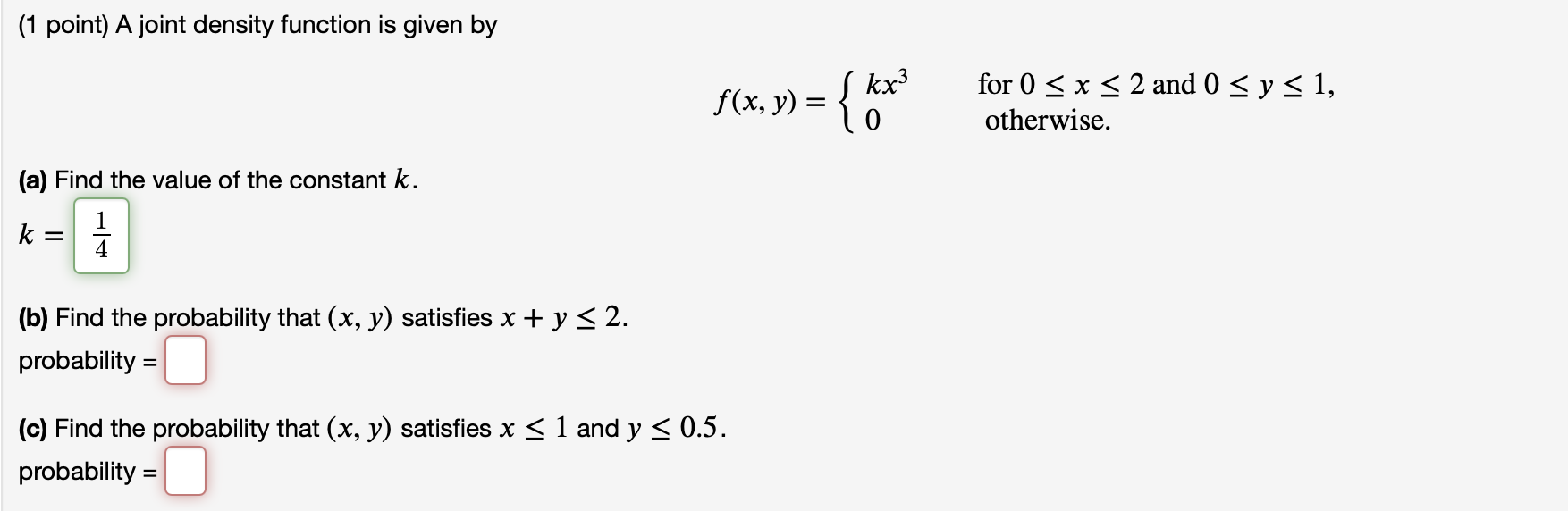 Solved A joint density function is given by | Chegg.com