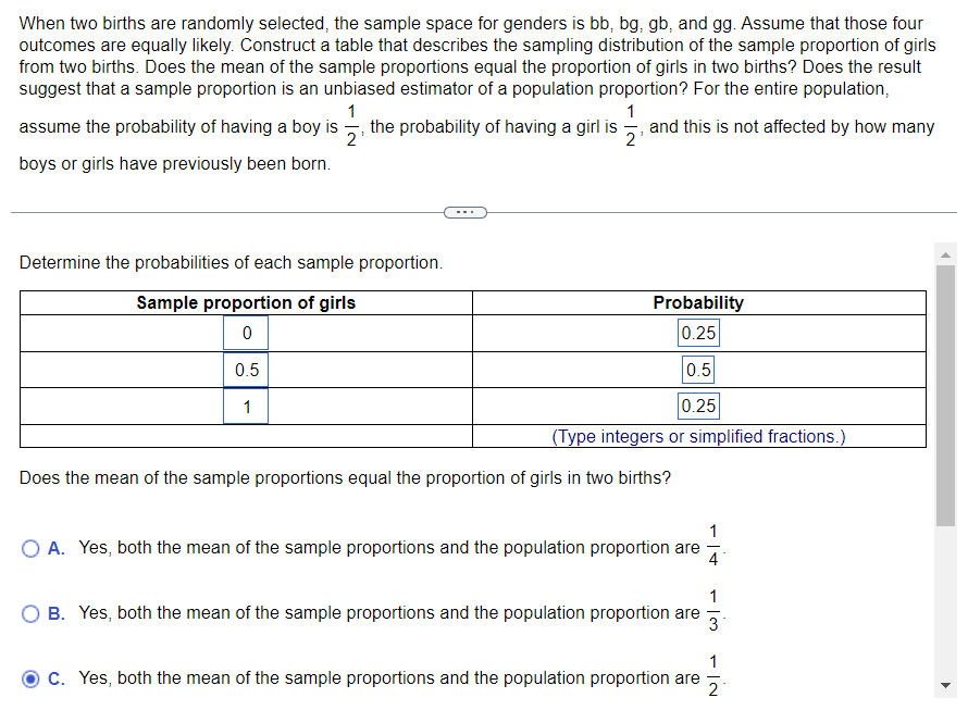 Solved When two births are randomly selected, the sample | Chegg.com