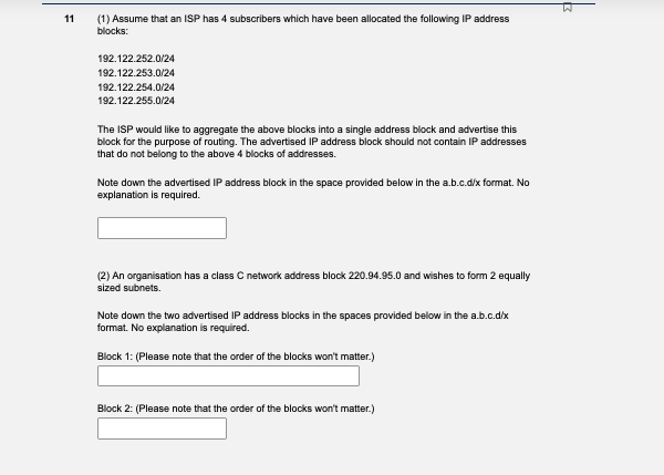 Solved 11 (1) ﻿Assume that an ISP has 4 ﻿subscribers which | Chegg.com