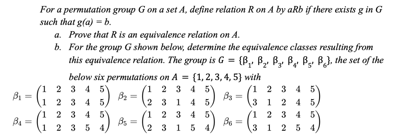 Solved For a permutation group G ﻿on a set A, ﻿define | Chegg.com