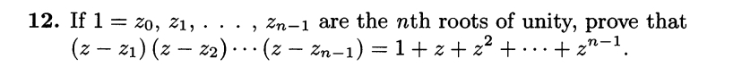 Solved If 1=z0,z1,dots,zn-1 ﻿are the nth roots of unity, | Chegg.com