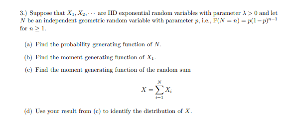 Solved 3 Suppose That X1 X2 Are Iid Exponential Random