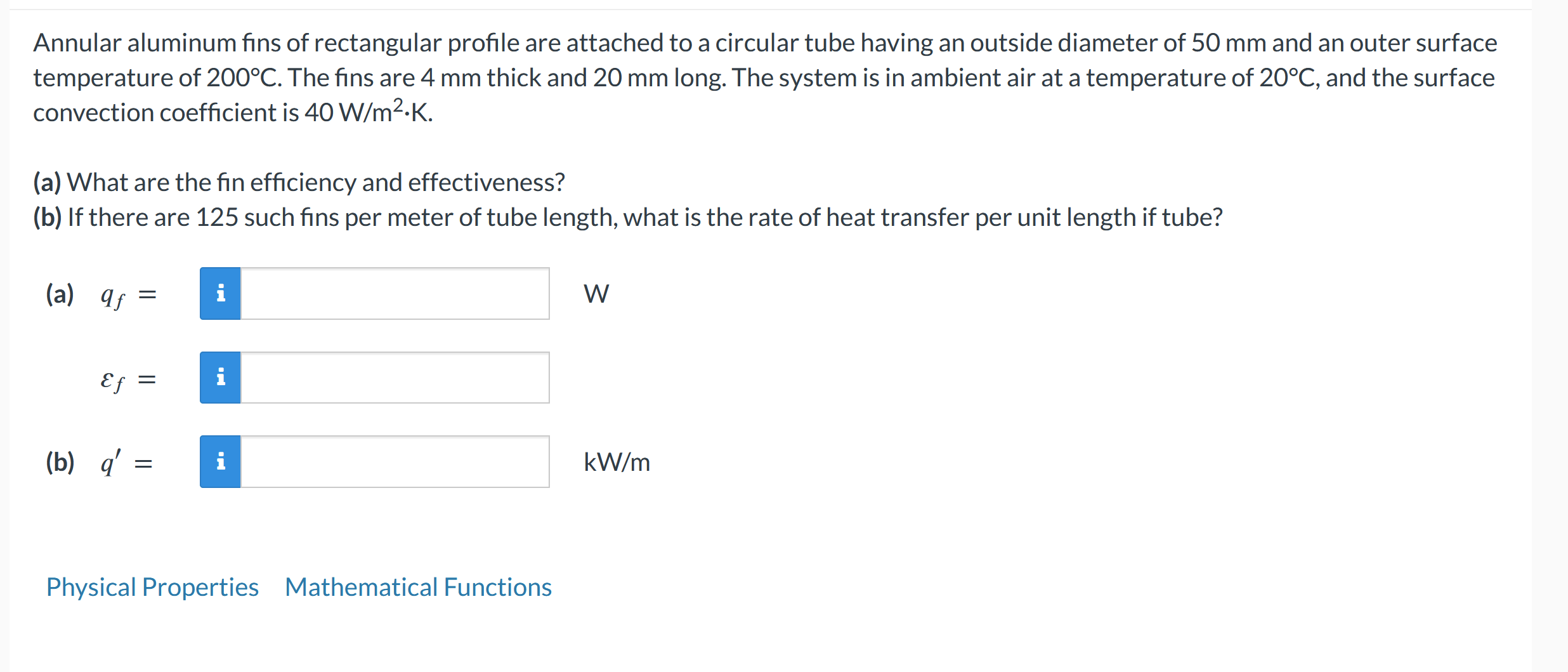 Solved Annular aluminum fins of rectangular profile are | Chegg.com