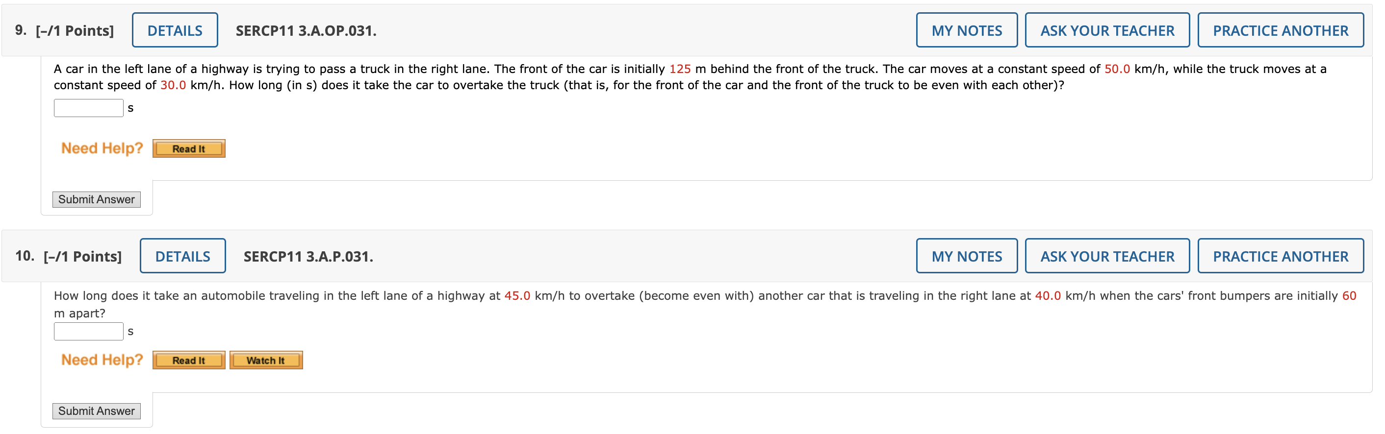 Solved s 0. [-/1 Points] SERCP11 3.A.P.031. m apart? S | Chegg.com