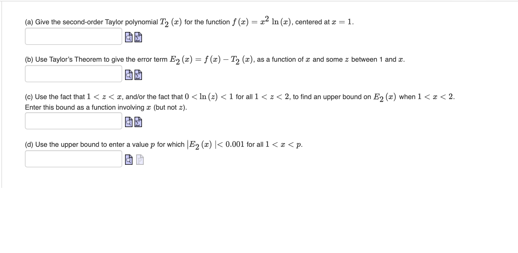 Solved (a) Give the second-order Taylor polynomial T2(x) for | Chegg.com