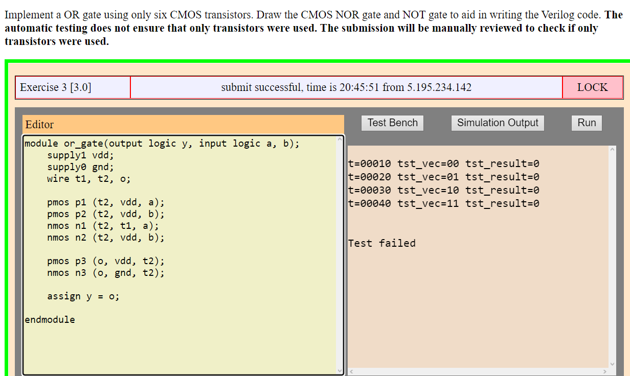 Solved Implement a OR gate using only six CMOS transistors. | Chegg.com