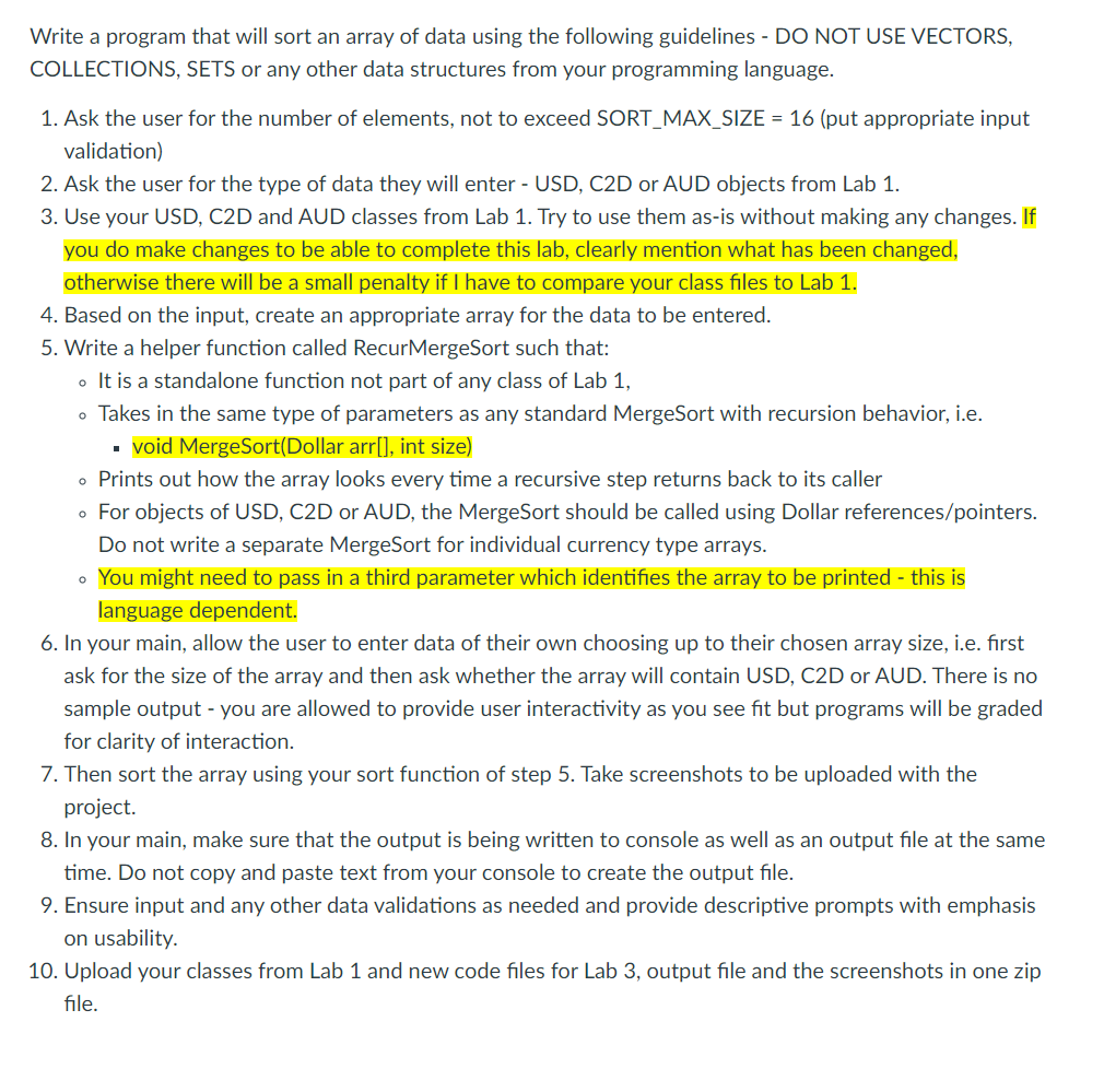 Solved PLEASE WRITE THIS IN JAVA ONLY!!! MAKE SURE IT HAS | Chegg.com
