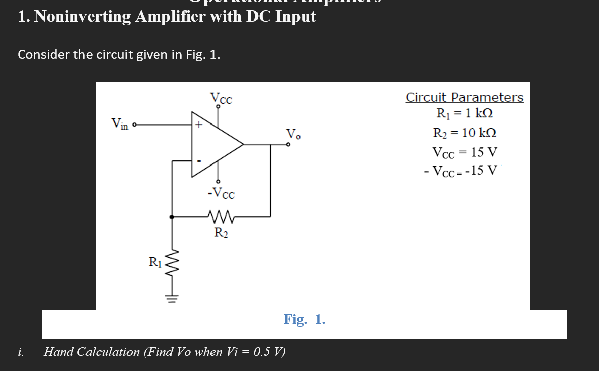 Solved Noninverting Amplifier with DC ﻿InputConsider the | Chegg.com