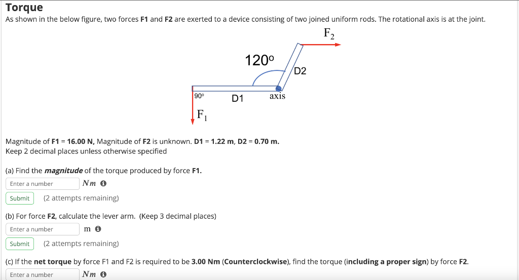 Solved Torque As shown in the below figure, two forces F1 | Chegg.com