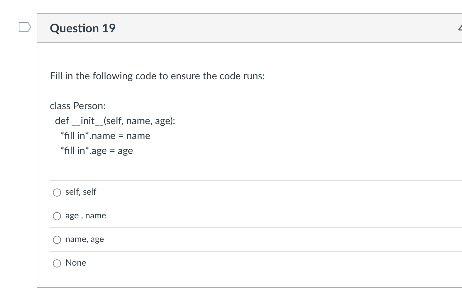 Solved Fill in the following code to ensure the code runs: | Chegg.com
