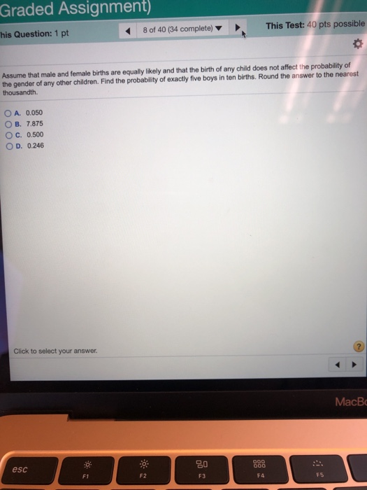 Solved Graded Assignment) his Question: 1 pt 1 8 of 40 (34 | Chegg.com