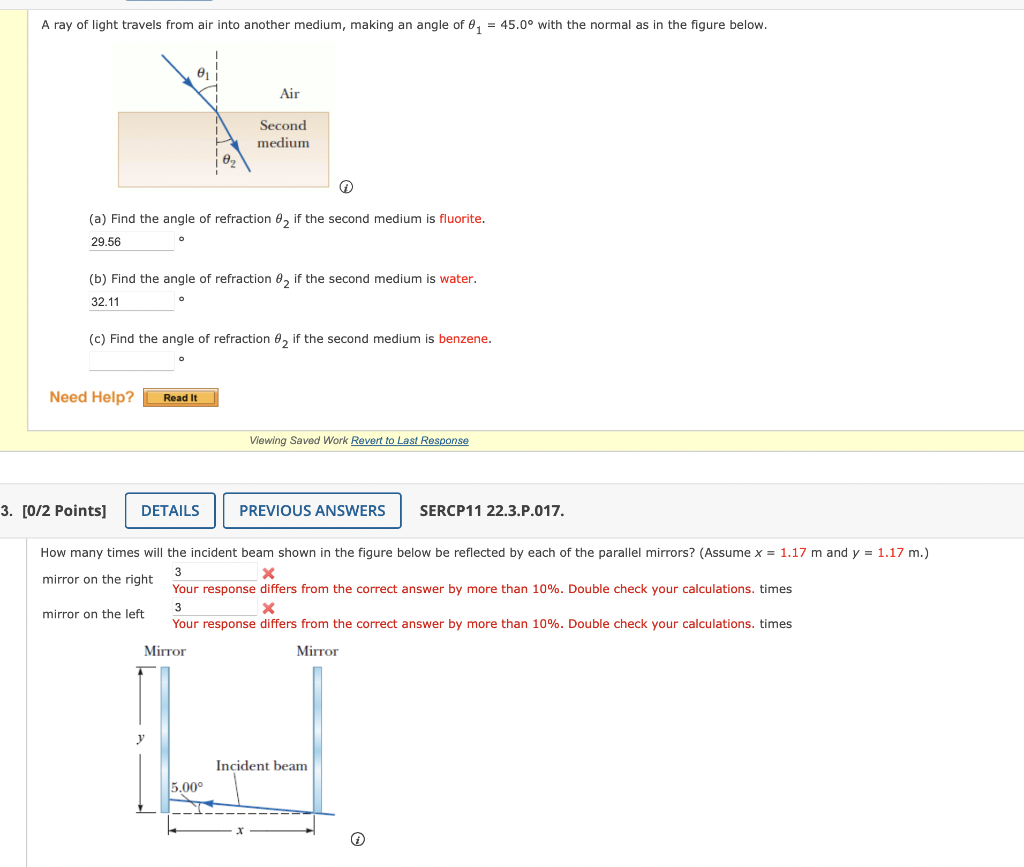 Solved A ray of light travels from air into another medium, | Chegg.com