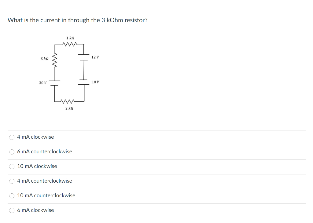 Solved What is the current in through the 3 kOhm resistor? 1 | Chegg.com