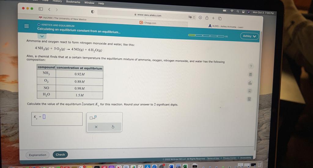 Solved Ammonia and oxygen react to form nitrogen monoxide | Chegg.com