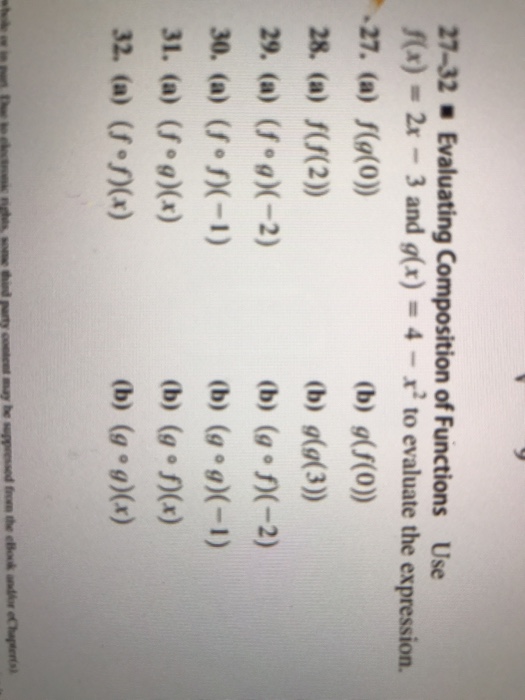 Solved 27-32 Evaluating Composition of Functions Use f(x) | Chegg.com