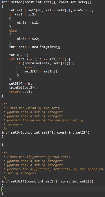 Solved I am trying to do set algebra in my code but I am | Chegg.com