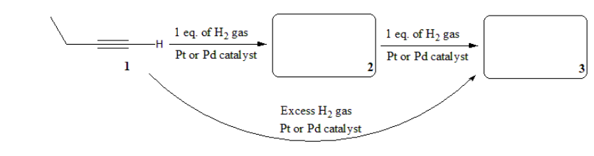 Solved -H 1 eq. of H2 gas Pt or Pd catalyst 1 eq. of H2 gas | Chegg.com