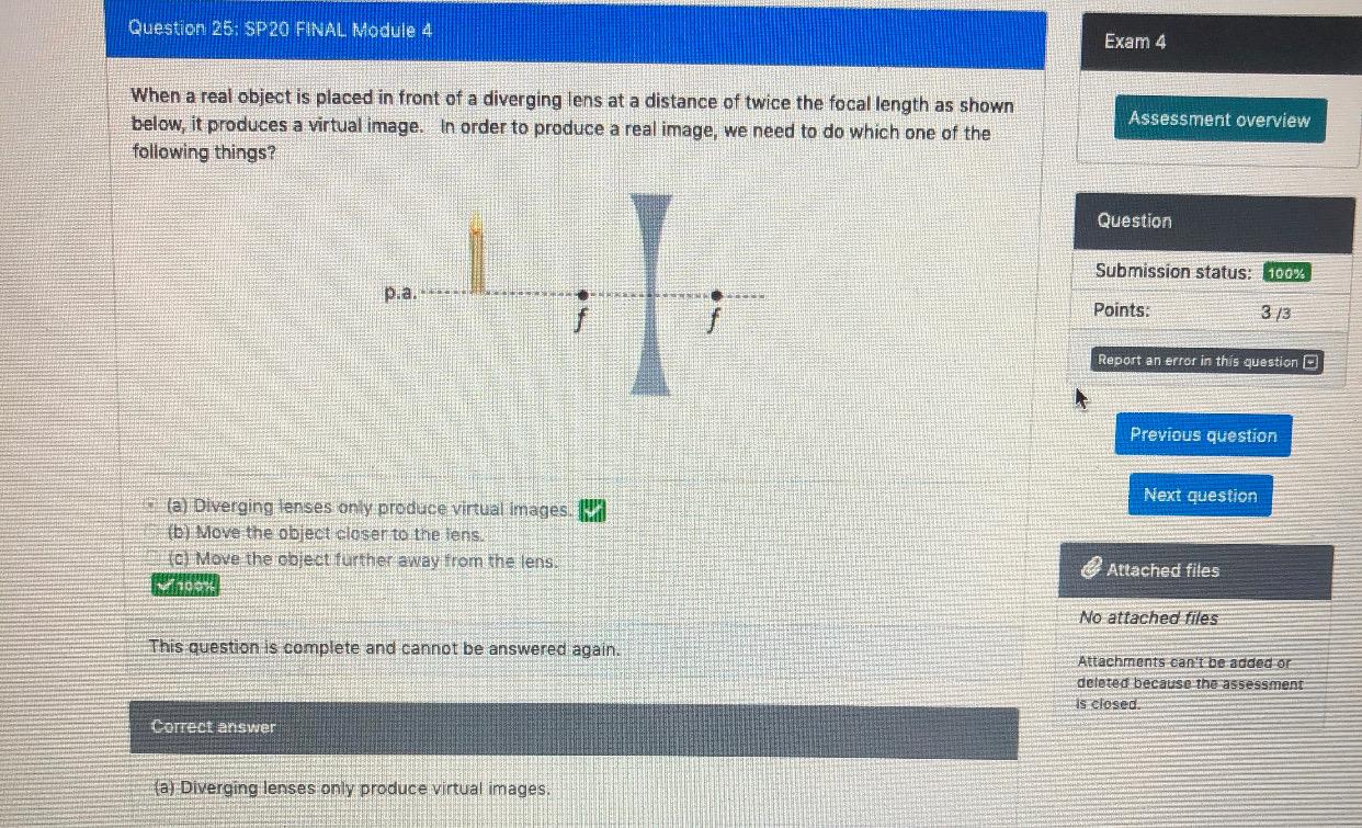 Solved When a real object is placed in front of a diverging | Chegg.com
