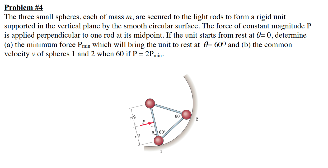 Solved Problem #4 The three small spheres, each of mass m, | Chegg.com