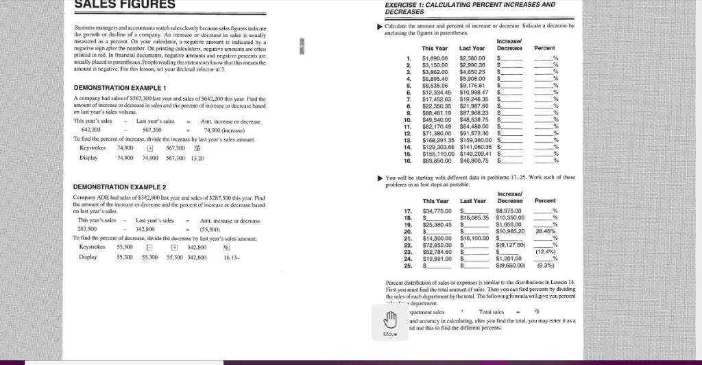 Solved SALES FIGURES EXERCISE 1: CALCULATING PERCENT | Chegg.com