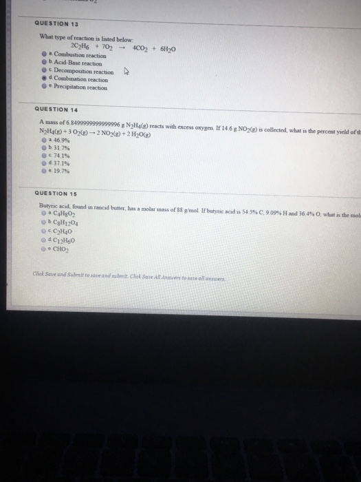 Solved What type of reaction is listed below: 2C_2H_6 + | Chegg.com