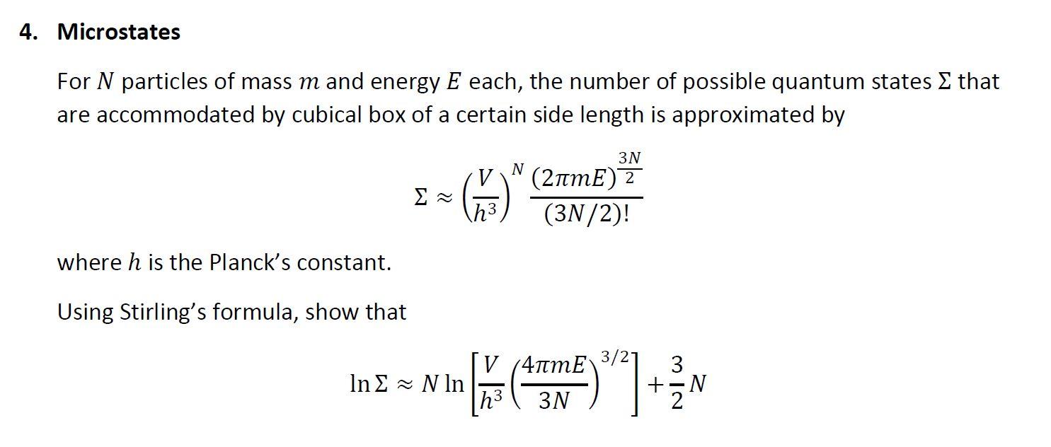 Solved 4. Microstates For N particles of mass m and energy E | Chegg.com