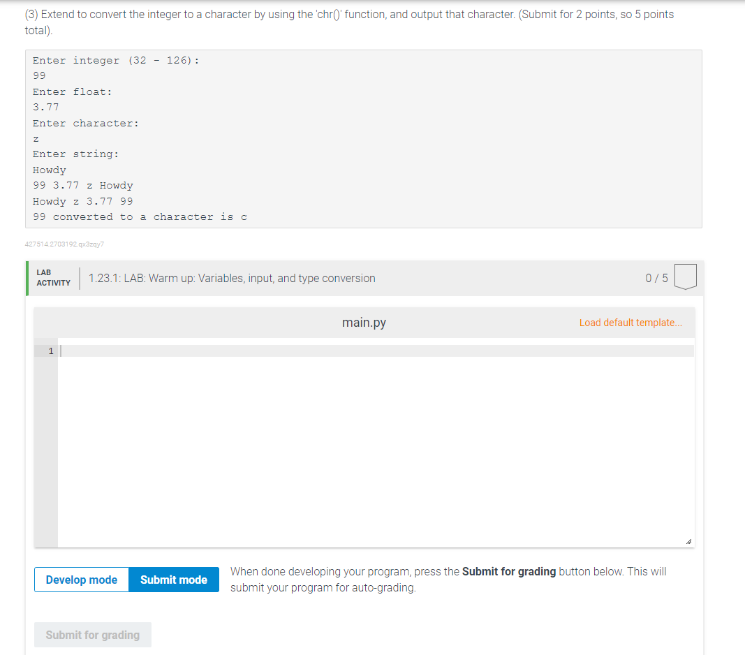 Solved 1.23 LAB: Warm up: Variables, input, and | Chegg.com