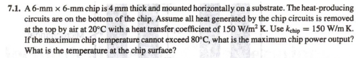 7.1. A 6-mm x 6-mm chip is 4 mm thick and mounted | Chegg.com