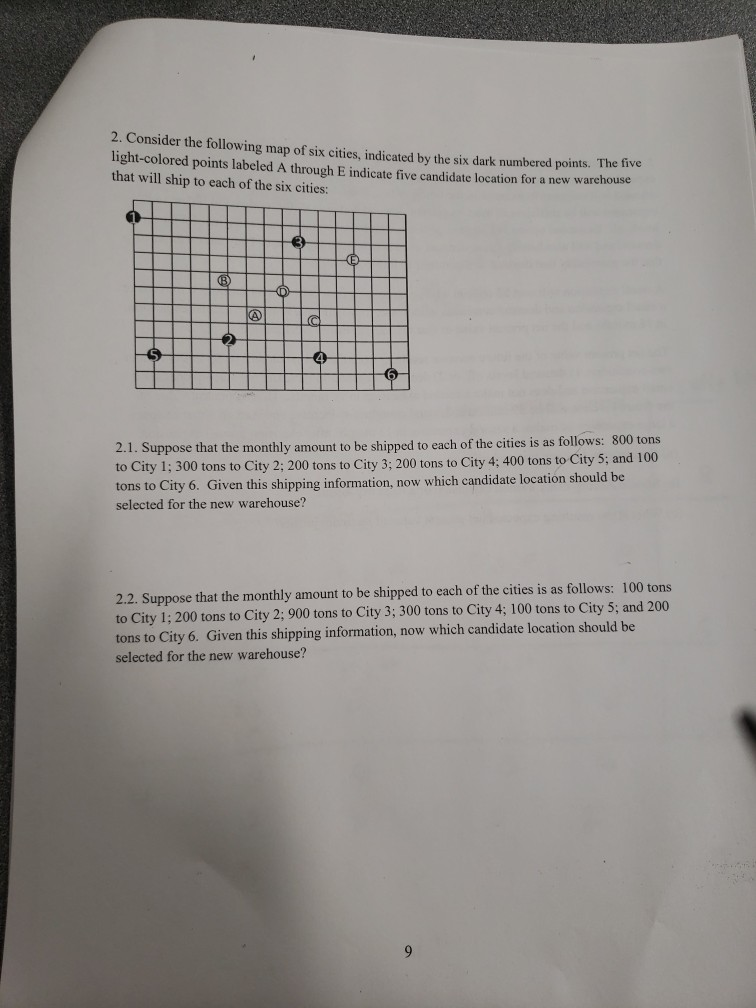 Solved 2. Consider the following map of six cities, | Chegg.com