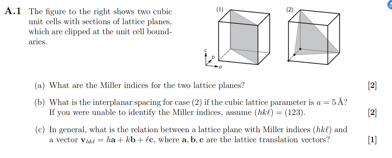 Solved A.1 The figure to the right shows two cubic unit | Chegg.com