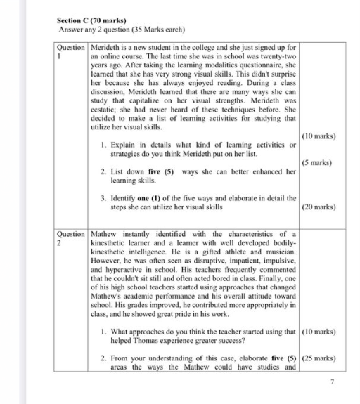 Solved Section C (70 marks) Answer any 2 question (35 Marks | Chegg.com