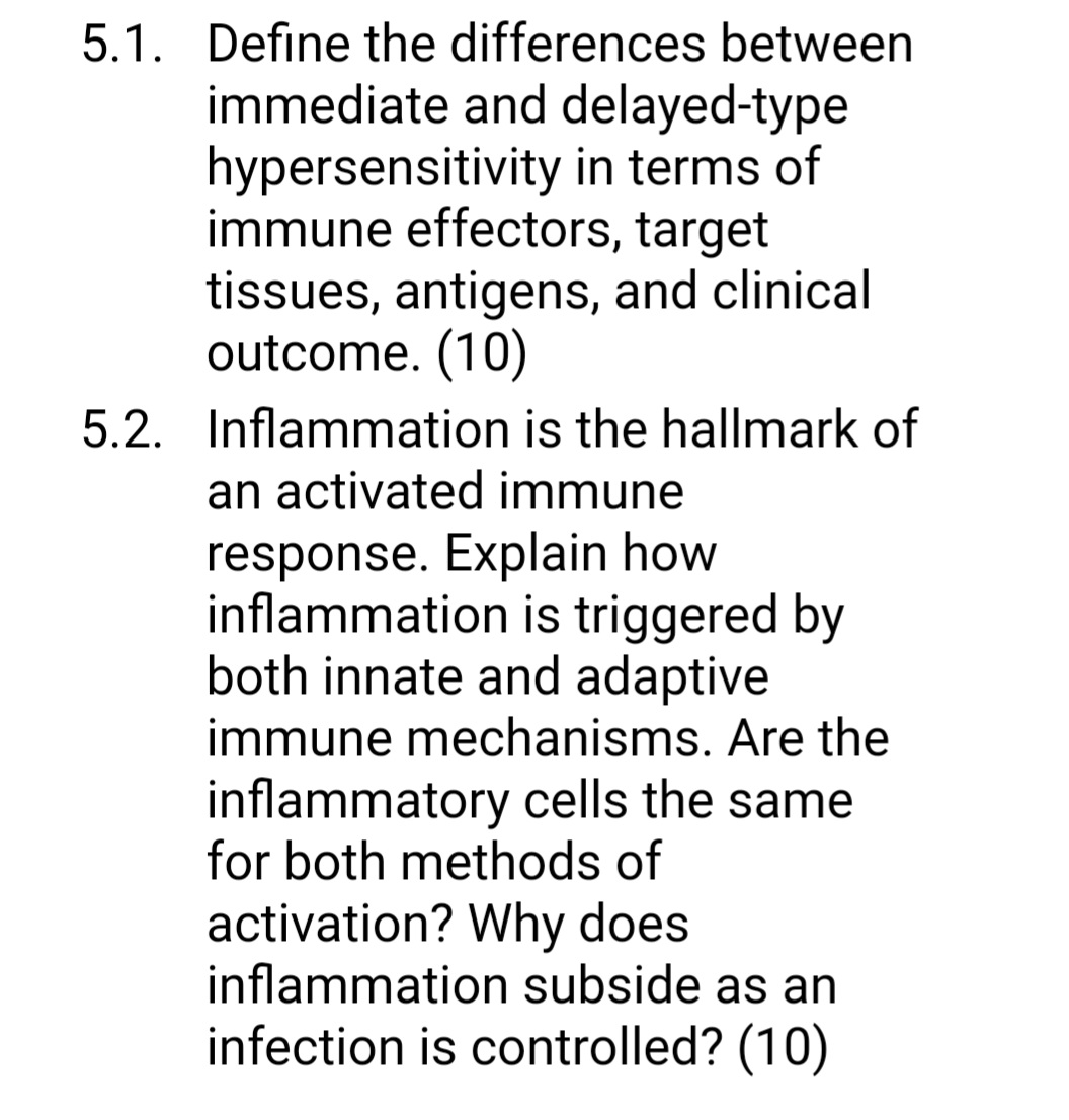 Solved 5.1. Define the differences between immediate and | Chegg.com