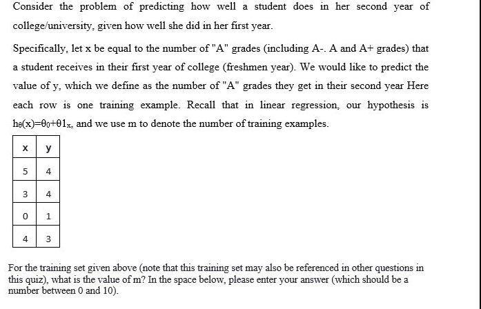 Solved Consider the problem of predicting how well a student | Chegg.com