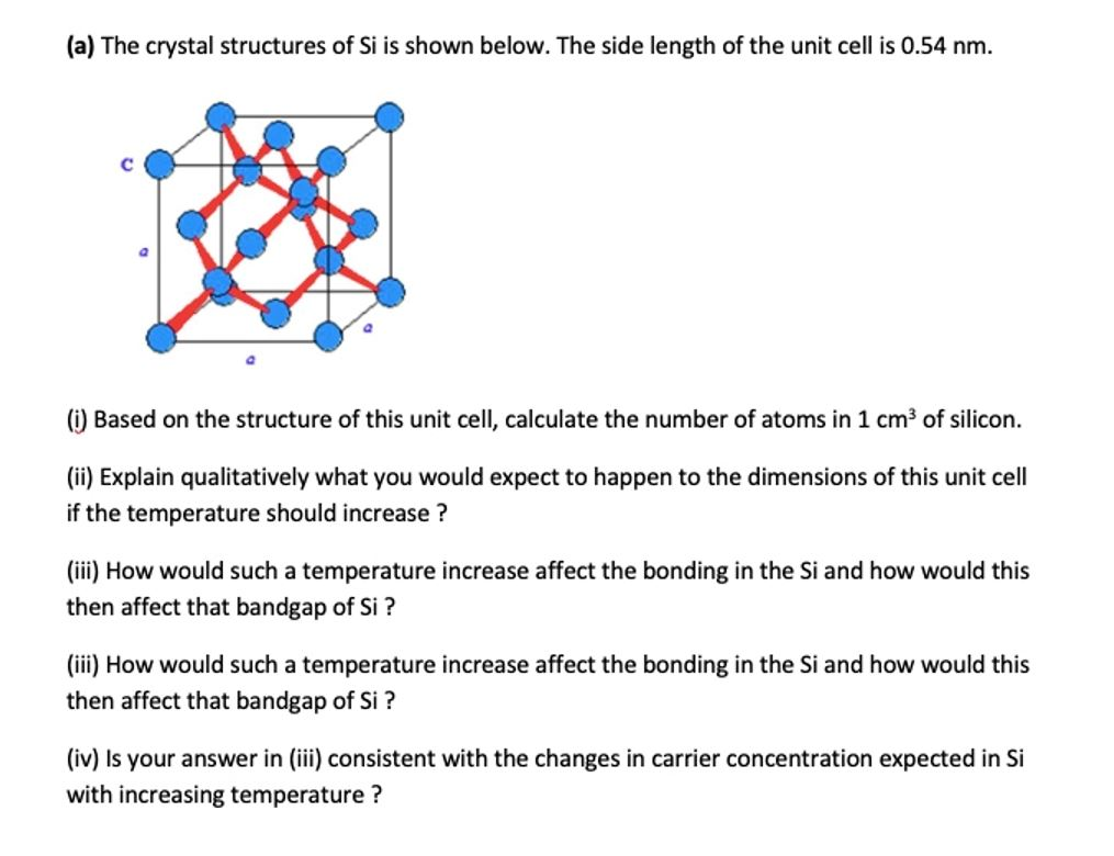 Solved (a) The crystal structures of Si is shown below. The | Chegg.com